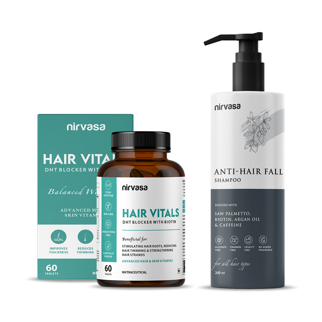 Anti-Hairfall Shampoo and Hair Vitals Tablets Combo – NIRVASA