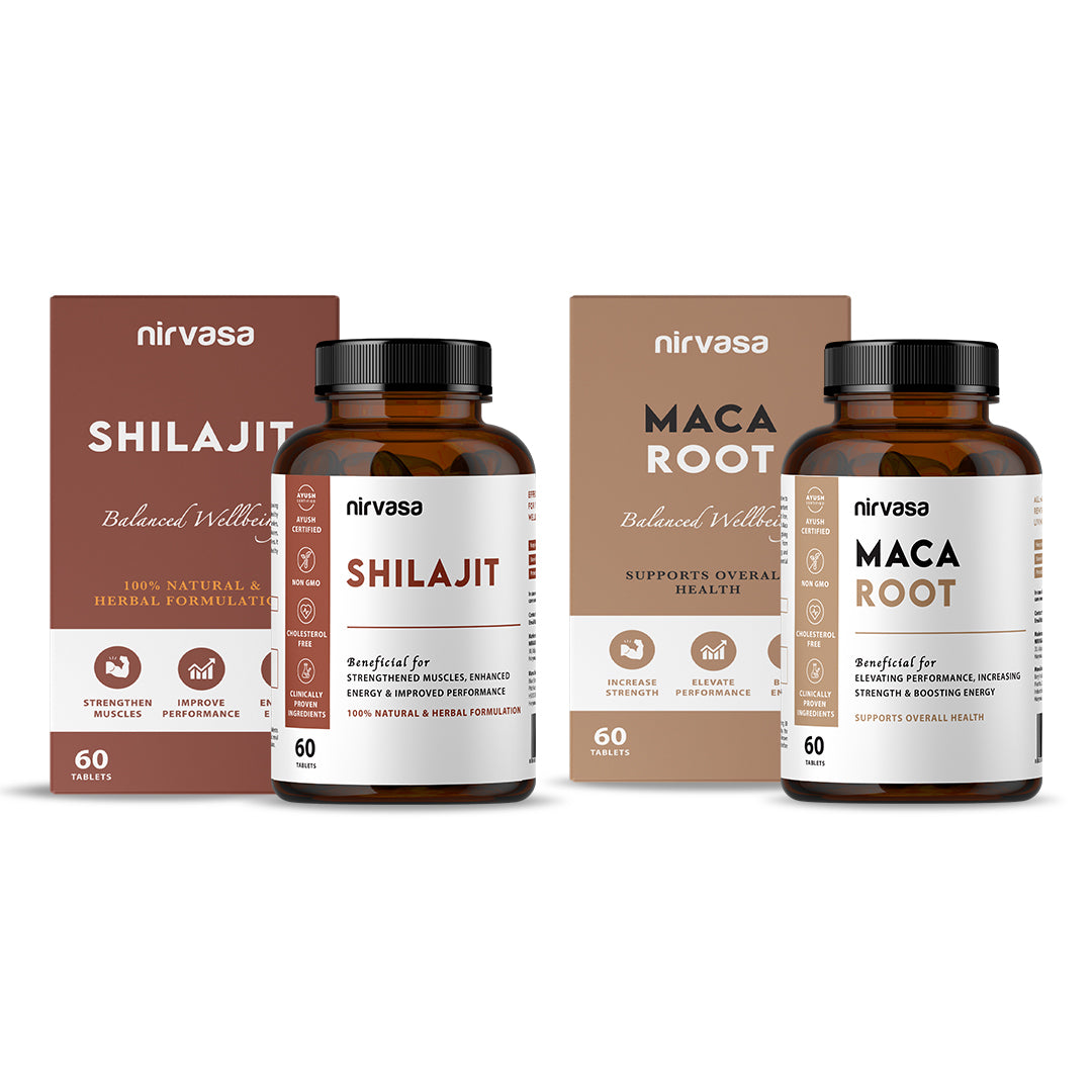 Shilajt Tablets & Maca Root Tablets Combo Online – NIRVASA